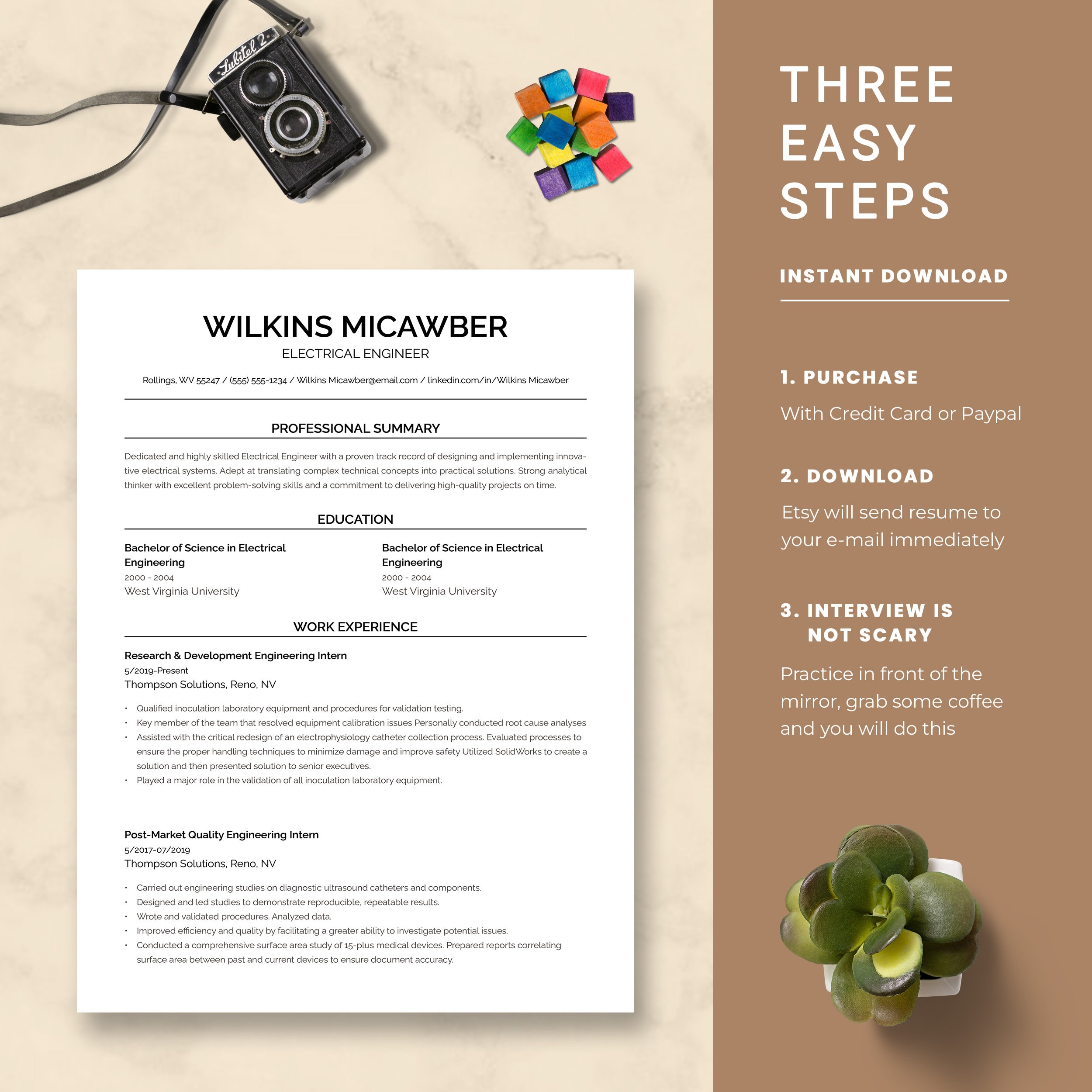 ATS Friendly Electrical Engineer Resume Template Google Docs ...