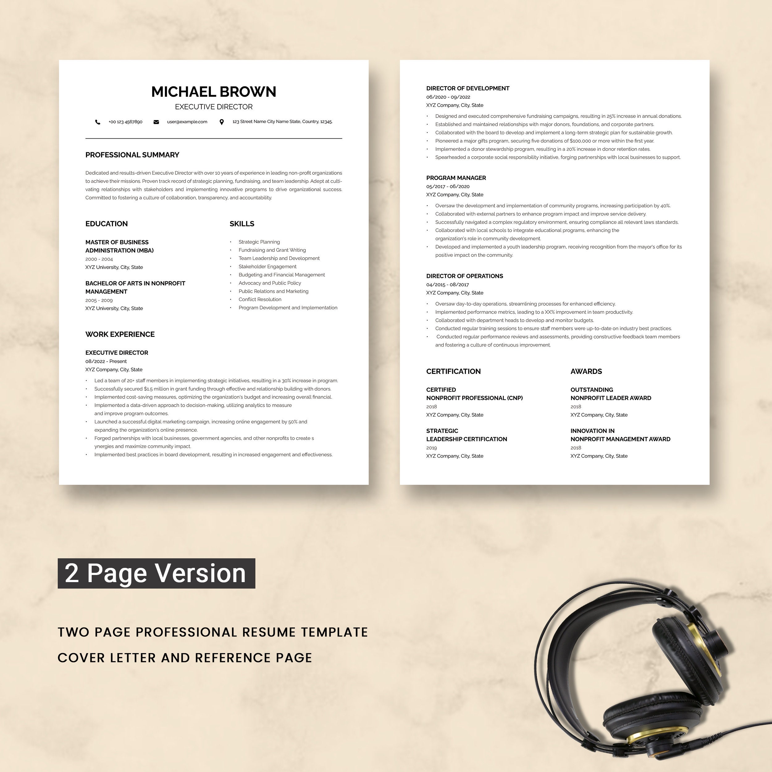 ATS Executive Director Resume Template Google Docs, Word & Pages ...