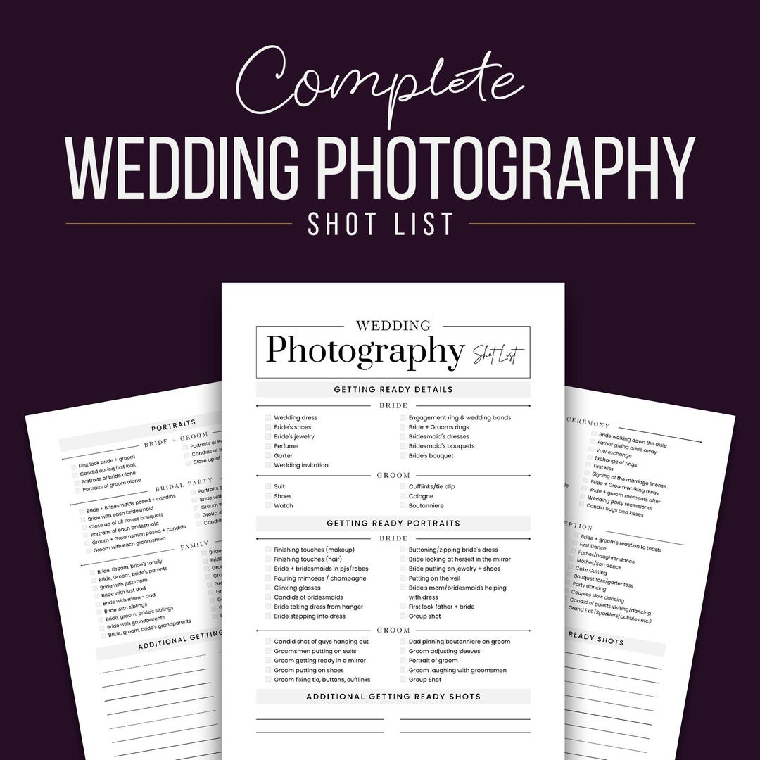 Wedding Photography Shot List Canva Template | Wedding Photo Checklist ...