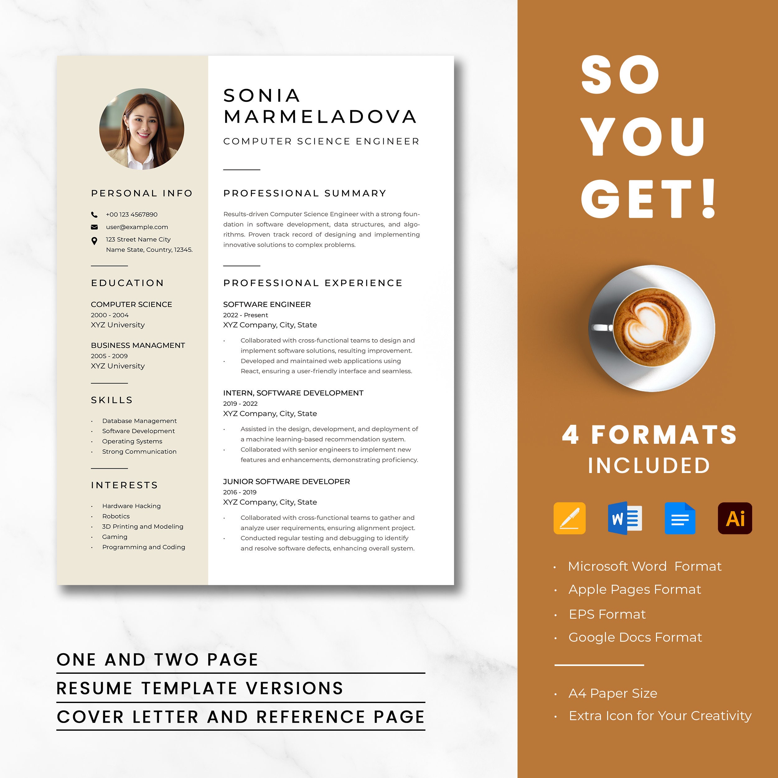 Computer Science Resume Template Google Docs Word & Pages - Etsy