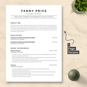 ATS Compliant College Student Resume Template Microsoft Word & Google ...