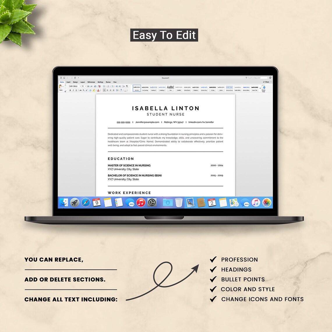 ATS Ready Student Nurse Resume Template Google Docs, Word, Pages ...