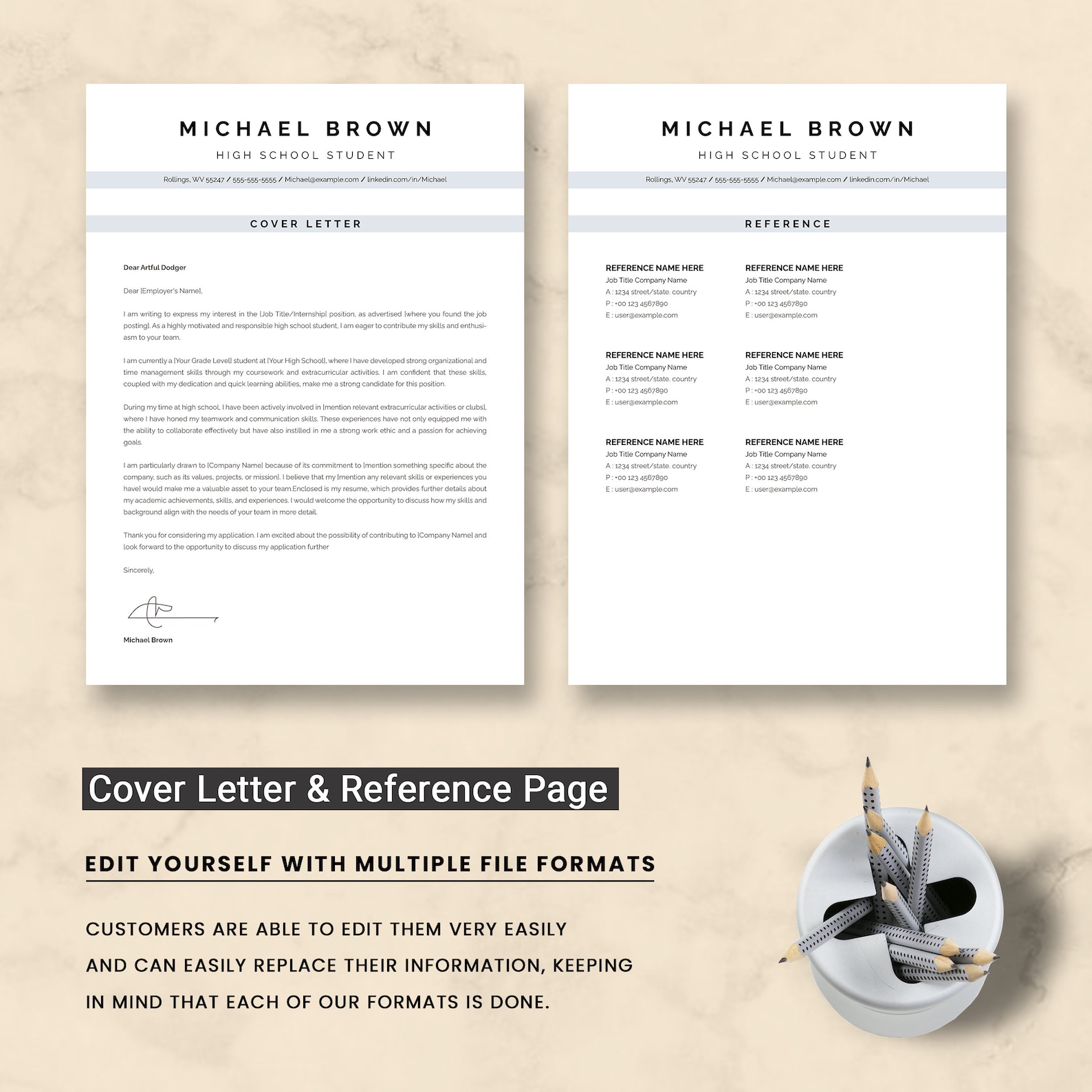 ATS Friendly High School Student Resume Template Word, Google Docs ...