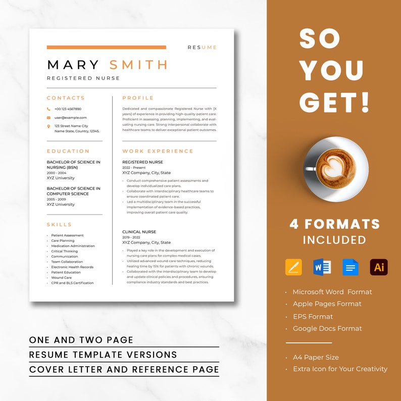 Registered Nurse Resume Template Word & Google Docs Nursing Resume ...