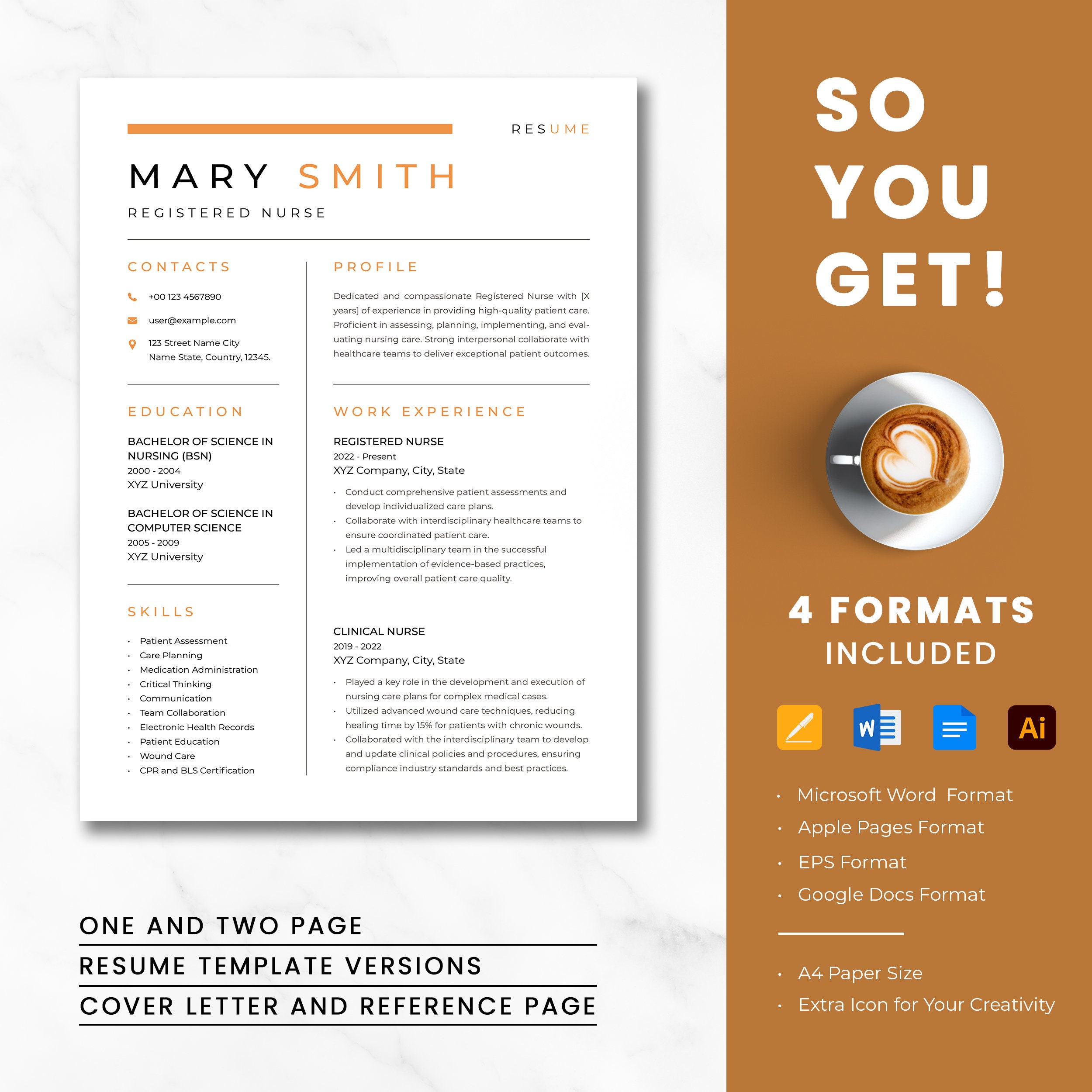 Registered Nurse Resume Template Word & Google Docs Nursing Resume ...