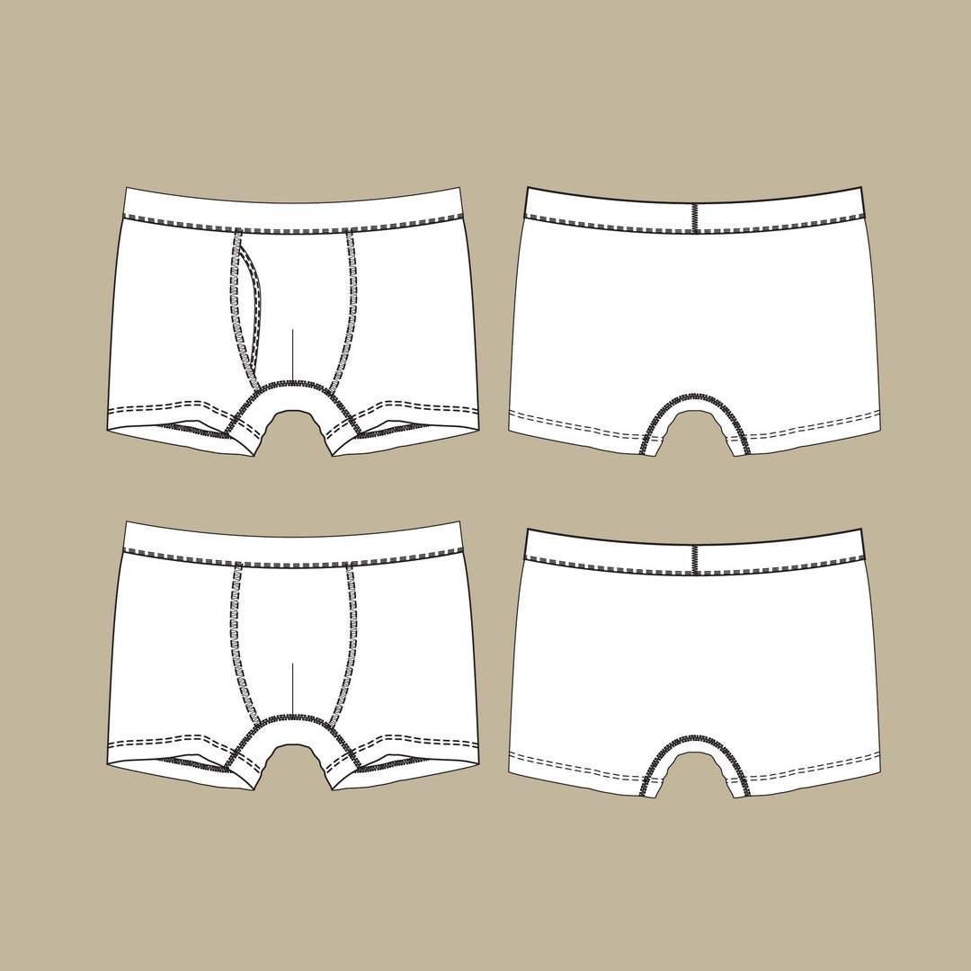 INSTANT DOWNLOAD Boxer Men's Underwear Vector Flat Drawing for Fashion ...