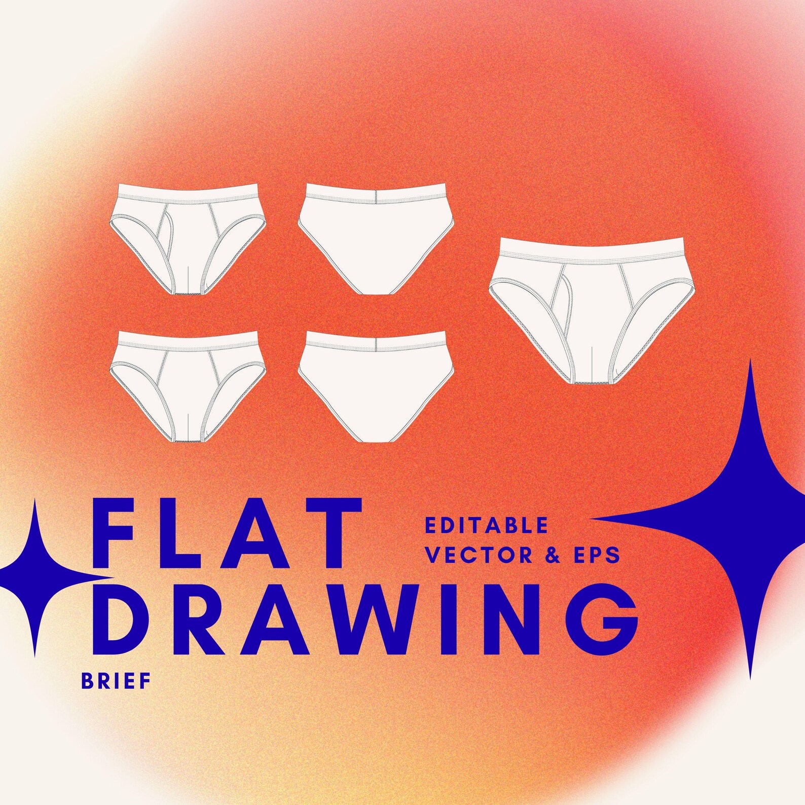 INSTANT DOWNLOAD Brief Men's Underwear Editable Vector Eps Flat Drawing ...