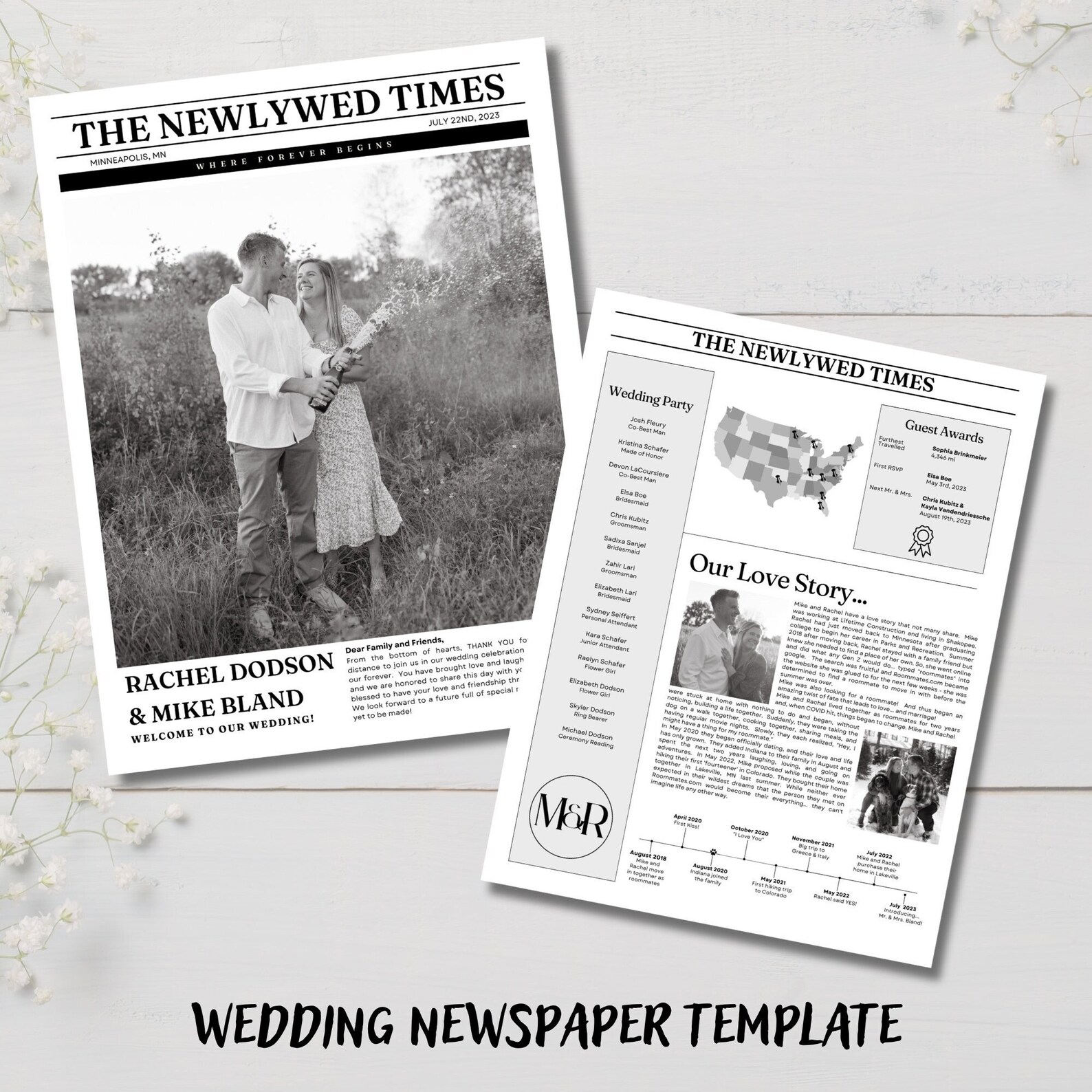 Wedding Newspaper Template - Etsy