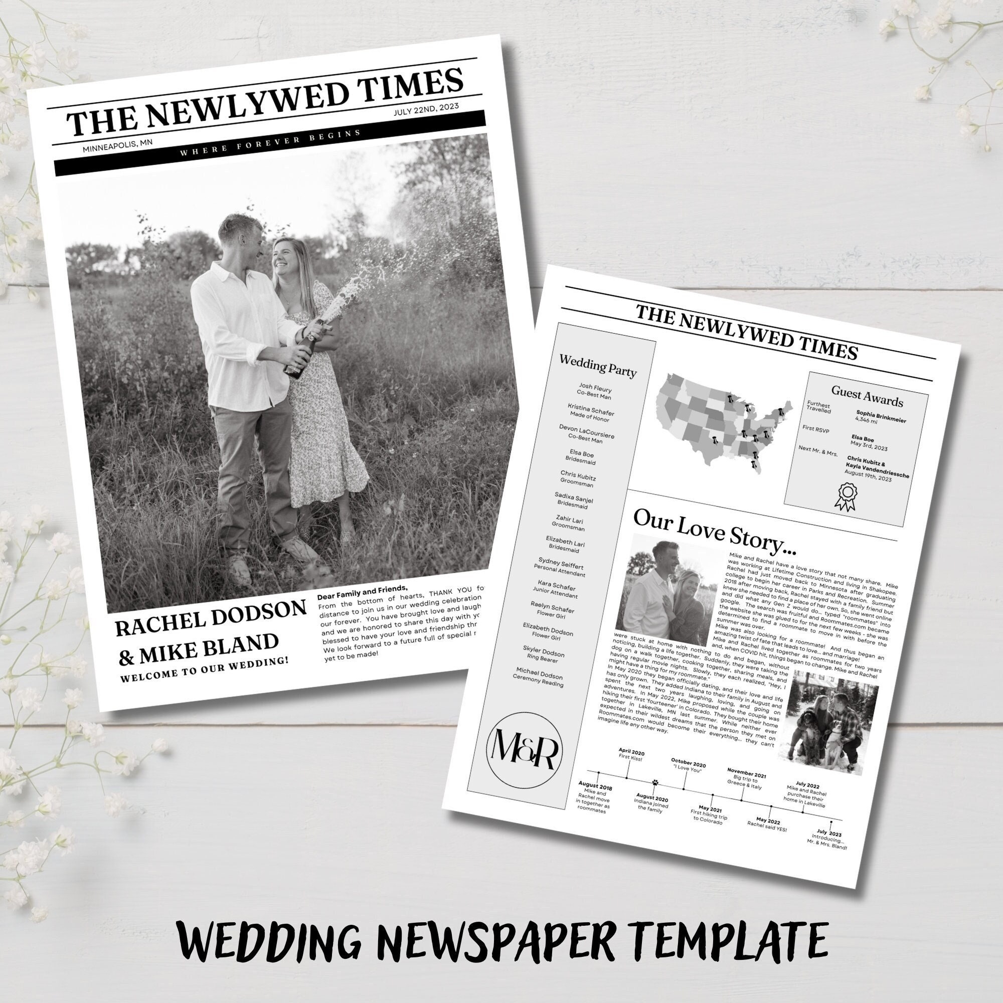 Wedding Newspaper Template - Etsy