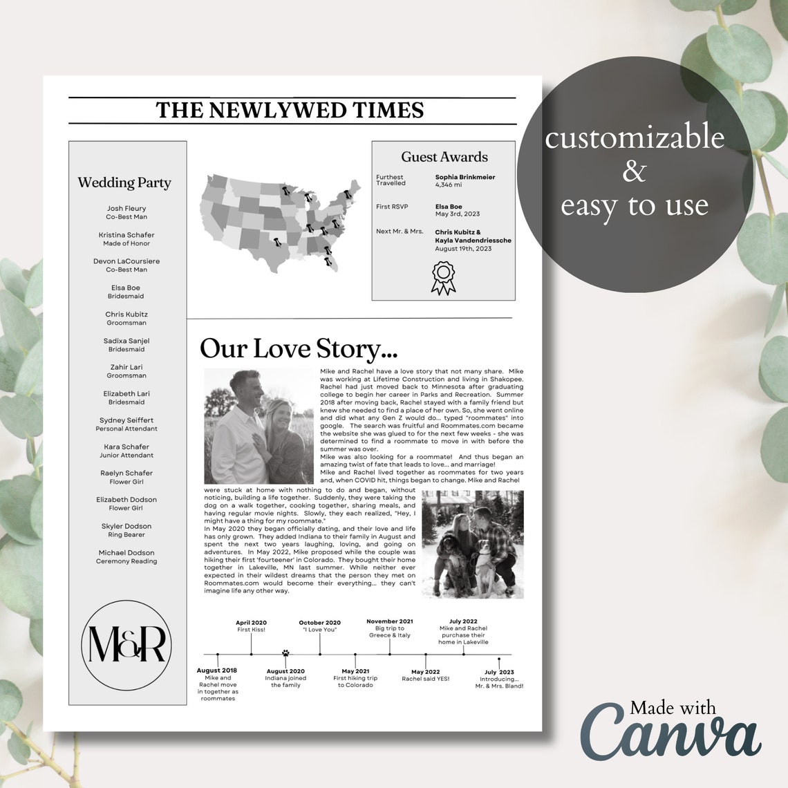 Wedding Newspaper Template - Etsy