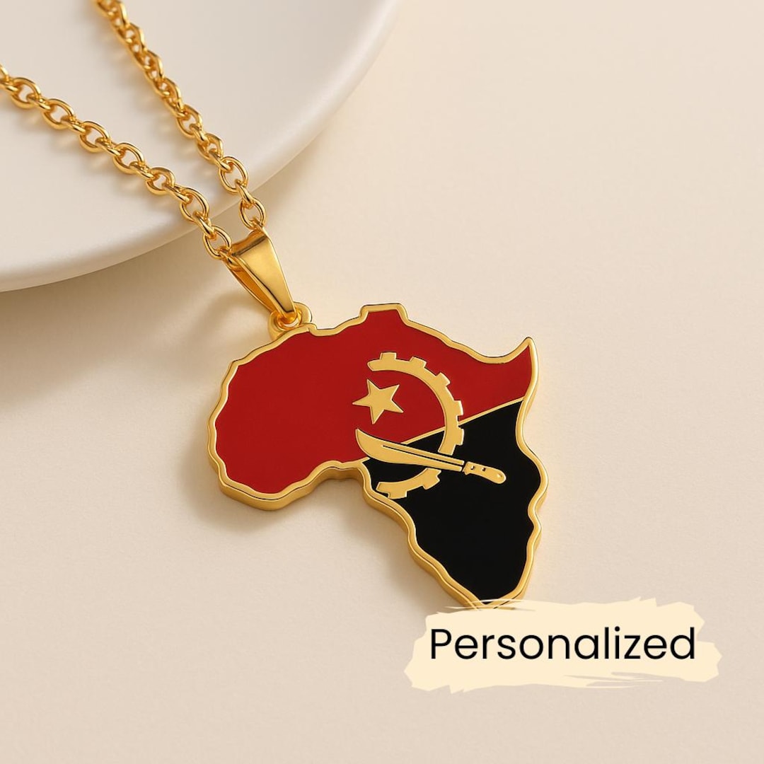 Angola Flag Necklace – Angola Map Necklace – Country Pendant – Angola ...