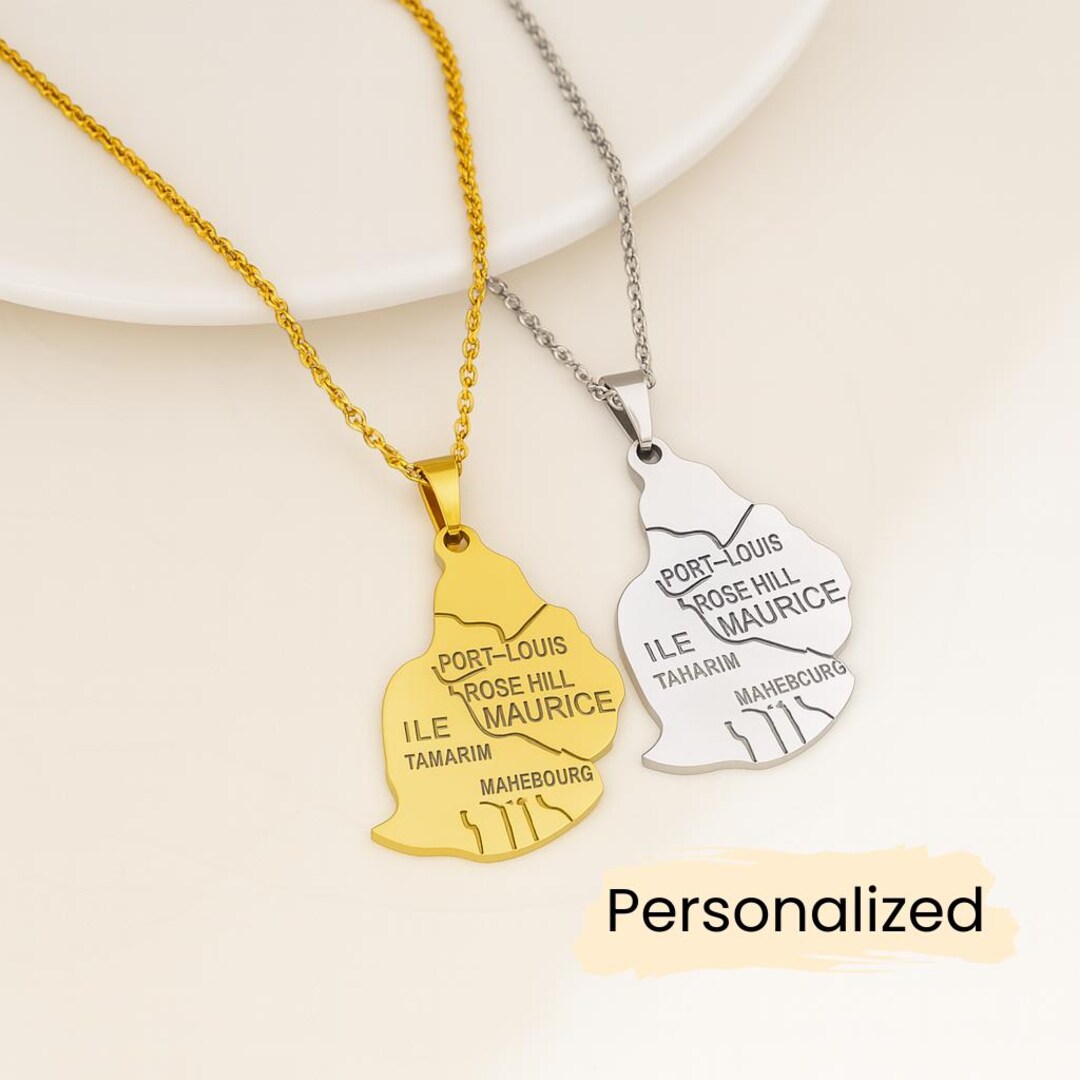 Mauritius Necklace – Mauritius Map Necklace – Country Pendant ...