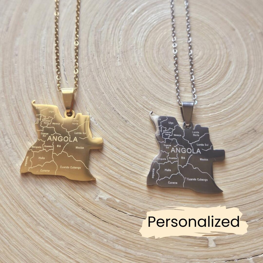 Angola Necklace – Angola Map Necklace – Country Map Pendant – Angola ...