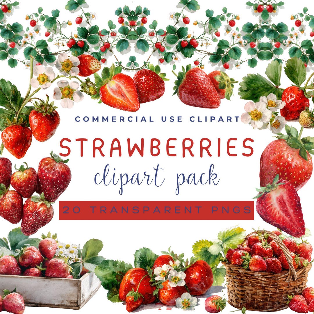 Strawberry Clipart Bundle, Strawberry Red Coquette Clipart ...