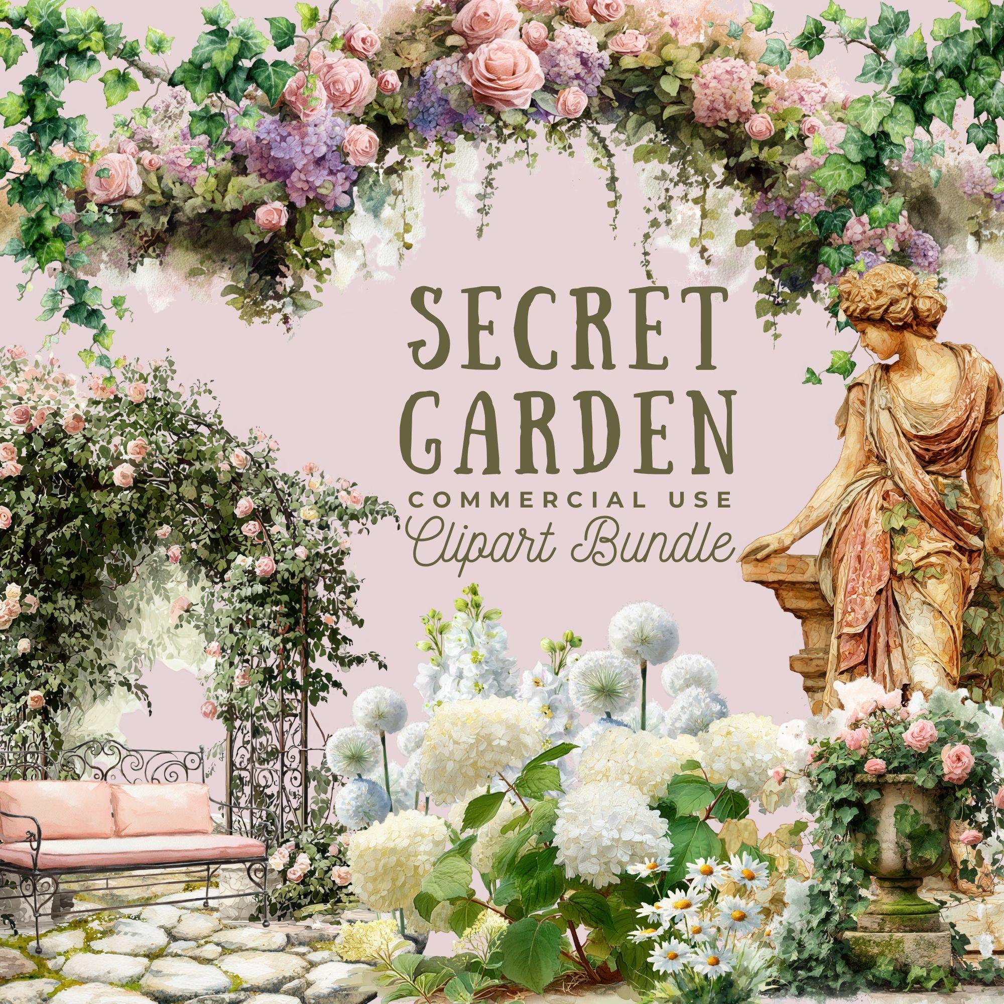 Secret Garden Clipart Bundle, Watercolour Floral Clipart, Wedding and ...