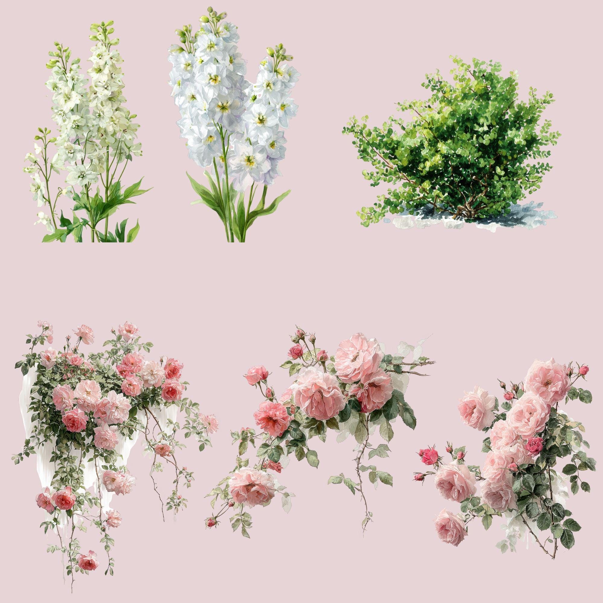 Secret Garden Clipart Bundle, Watercolour Floral Clipart, Wedding and ...