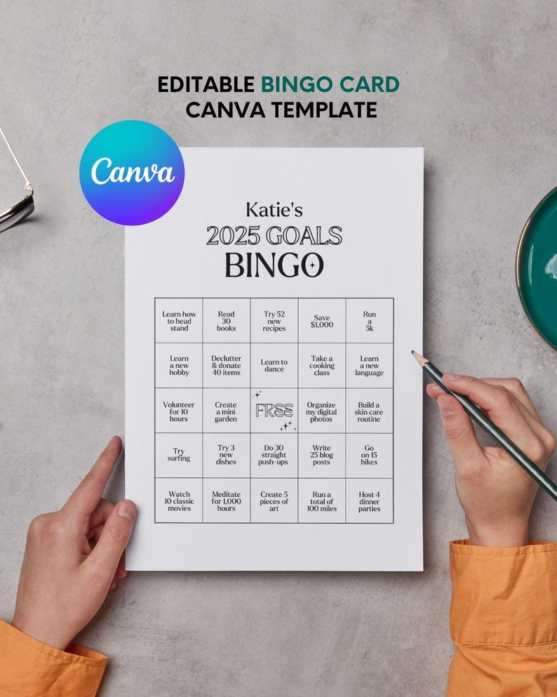 2025 Bingo Card, New Years Resolution, Manifestation Bingo Card, 2025 ...