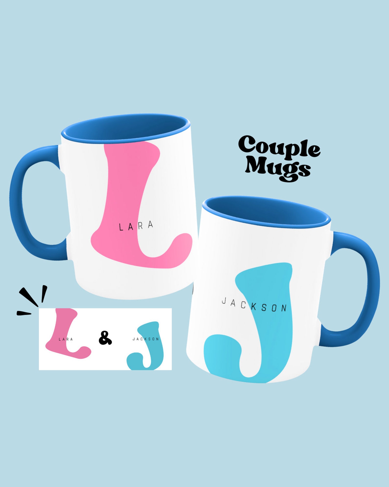 Custom Couple Mug Gift, Couple Coffee Mug, Initial Mug Gift, Custom ...