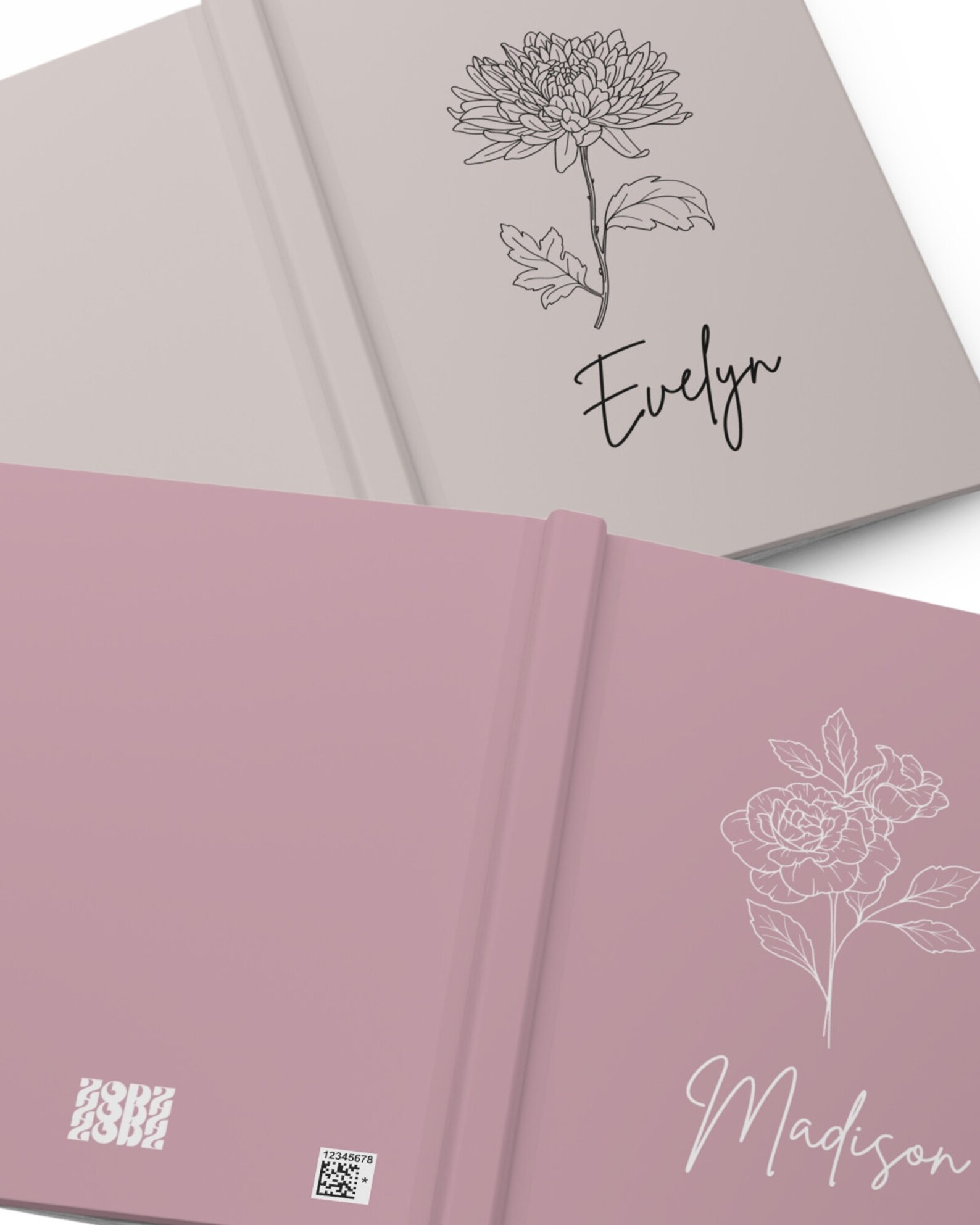 Personalized Birth Flower Journal, Birth Month Flower Gift, Custom Name ...