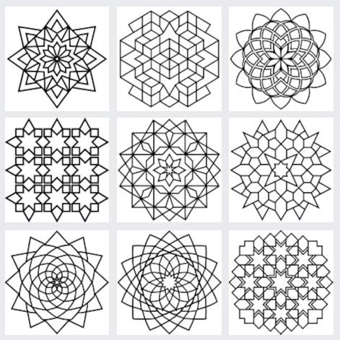26 Geometric Shape SVG Coloring Pages – Tessellation Patterns, Instant ...