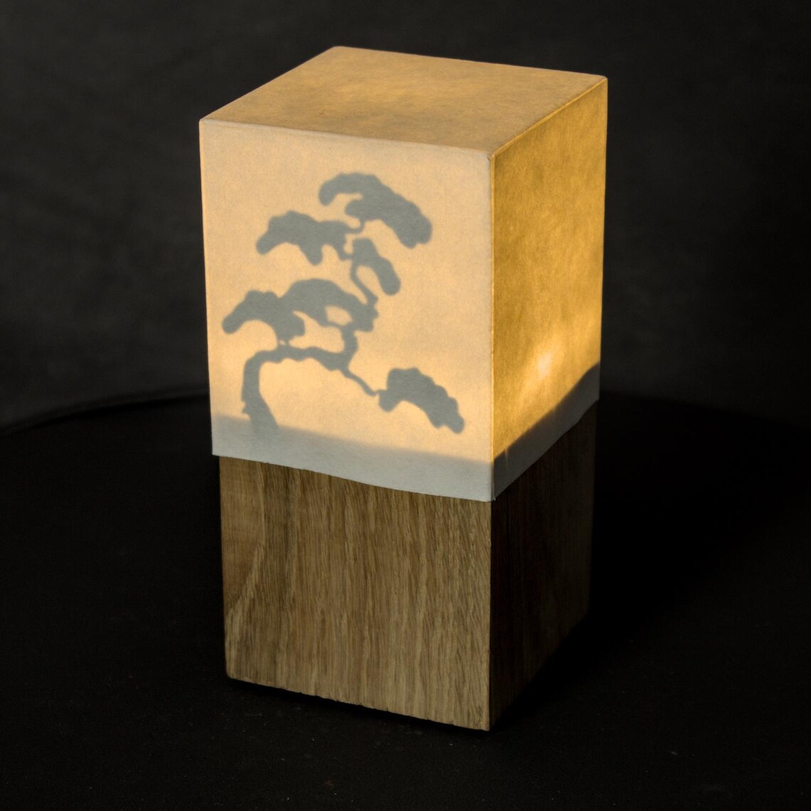 Wood and Washi Paper Japanese-style Tabletop Lamp, Cut Paper, Handmade ...