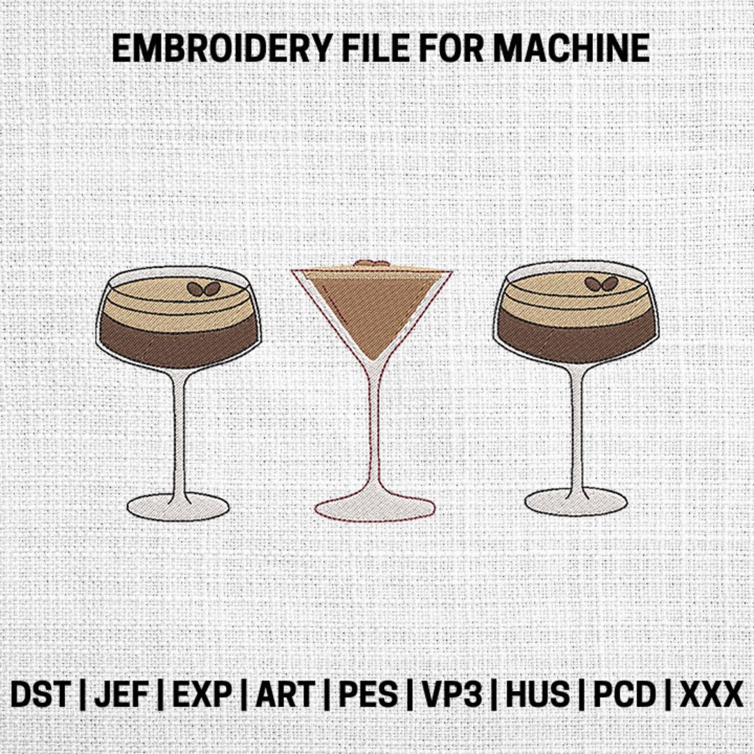 Espresso Martini Embroidery Designs, Soft Drink Embroidery Pattern ...