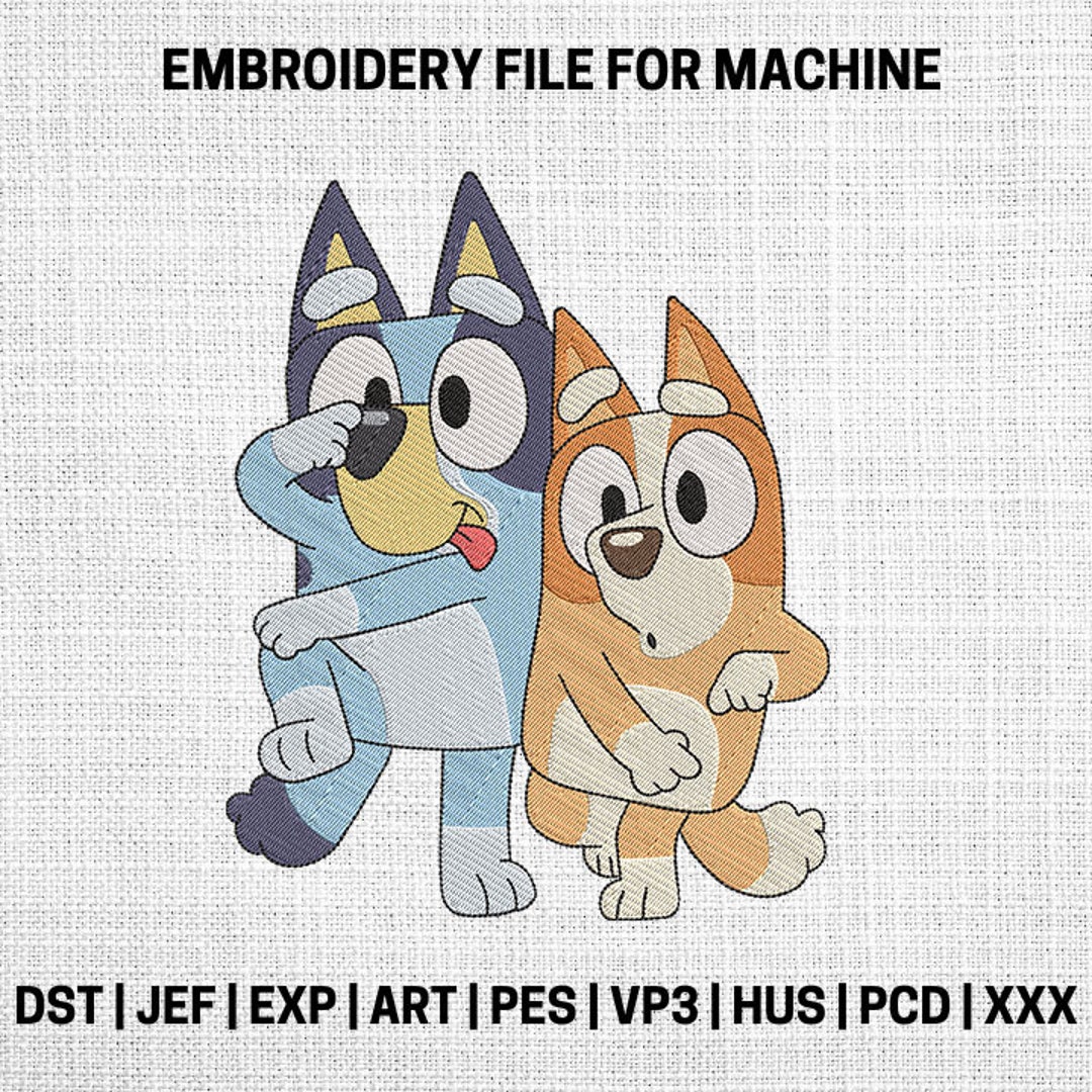 Happy Blue Dog Embroidery Designs, Funny Yellow Dog Embroidery Pattern ...