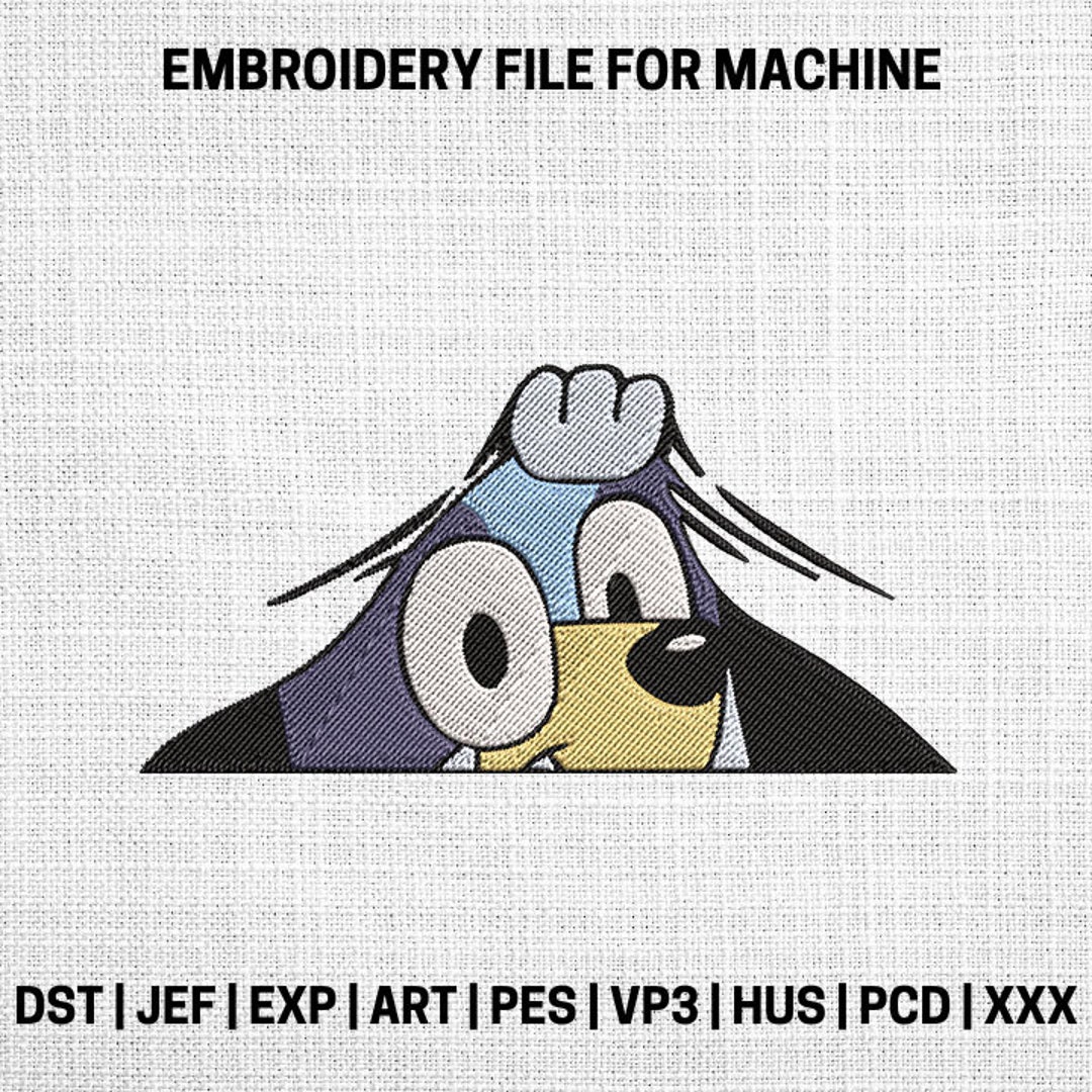 Cute Blue Dog Embroidery Designs, Blue Dog Character Embroidery Pattern ...