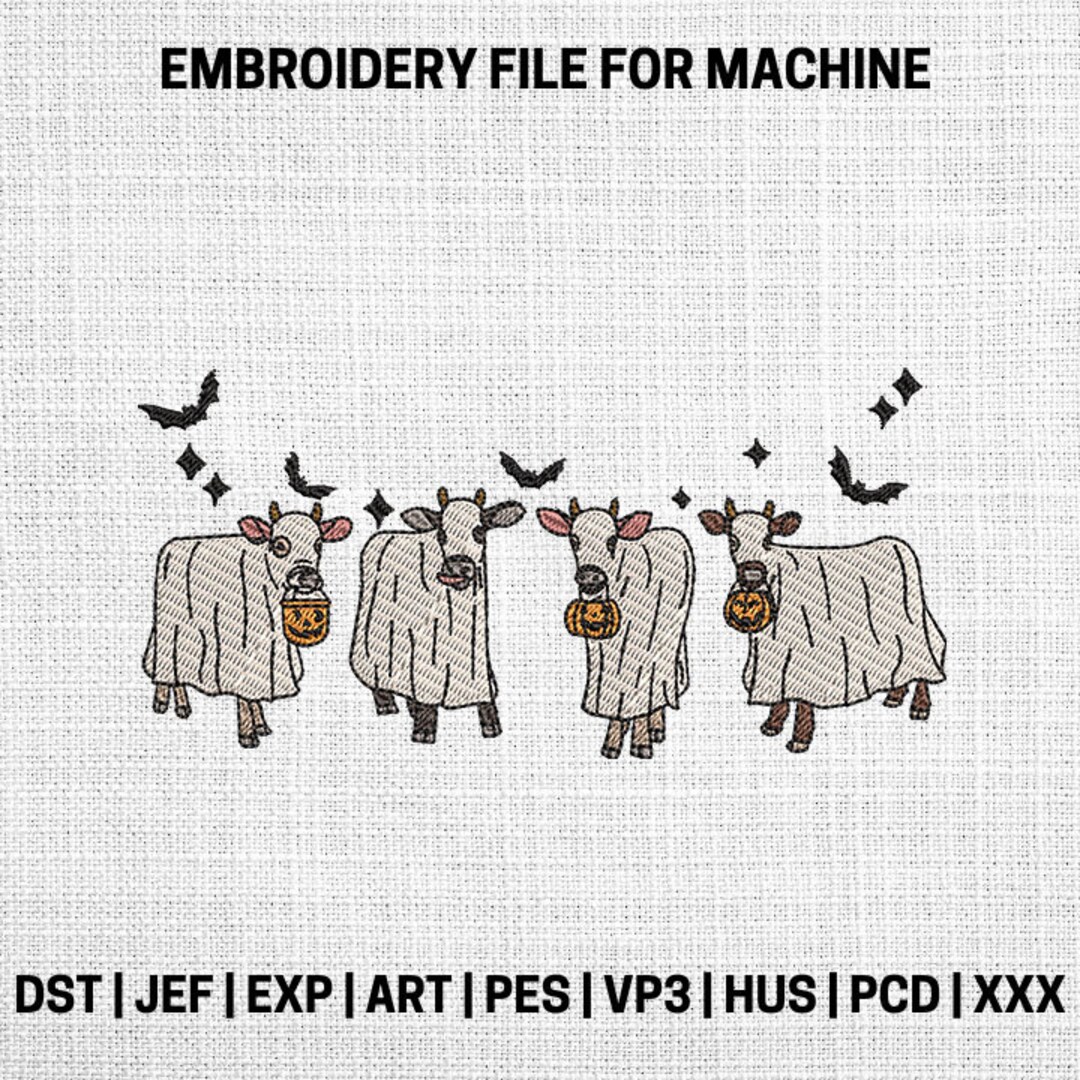 Bull Sheet Embroidery Designs, Halloween Embroidery Pattern, Funny Cow ...