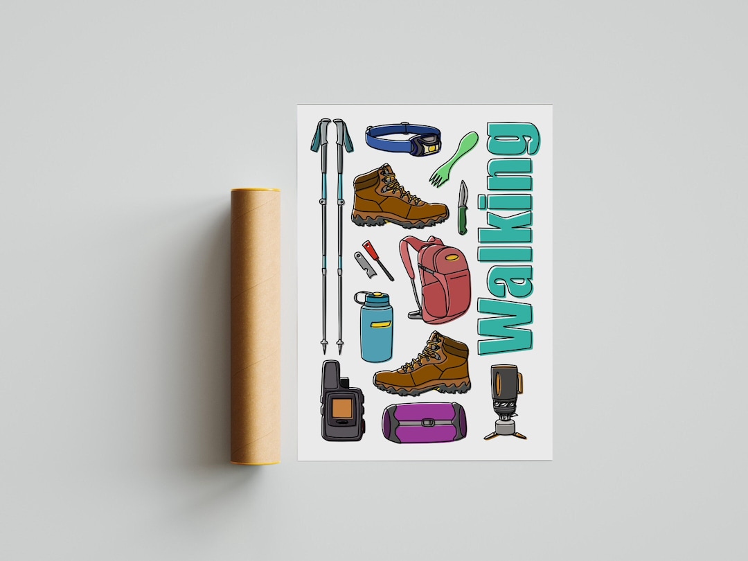 Walking Wall Art Digital Poster Print Adventure Equipment - Etsy