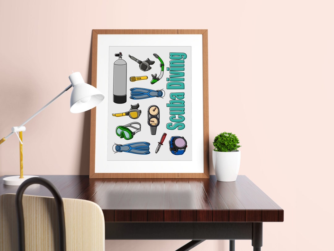 Scuba Diving Wall Art Digital Poster Print Adventure Equipment - Etsy