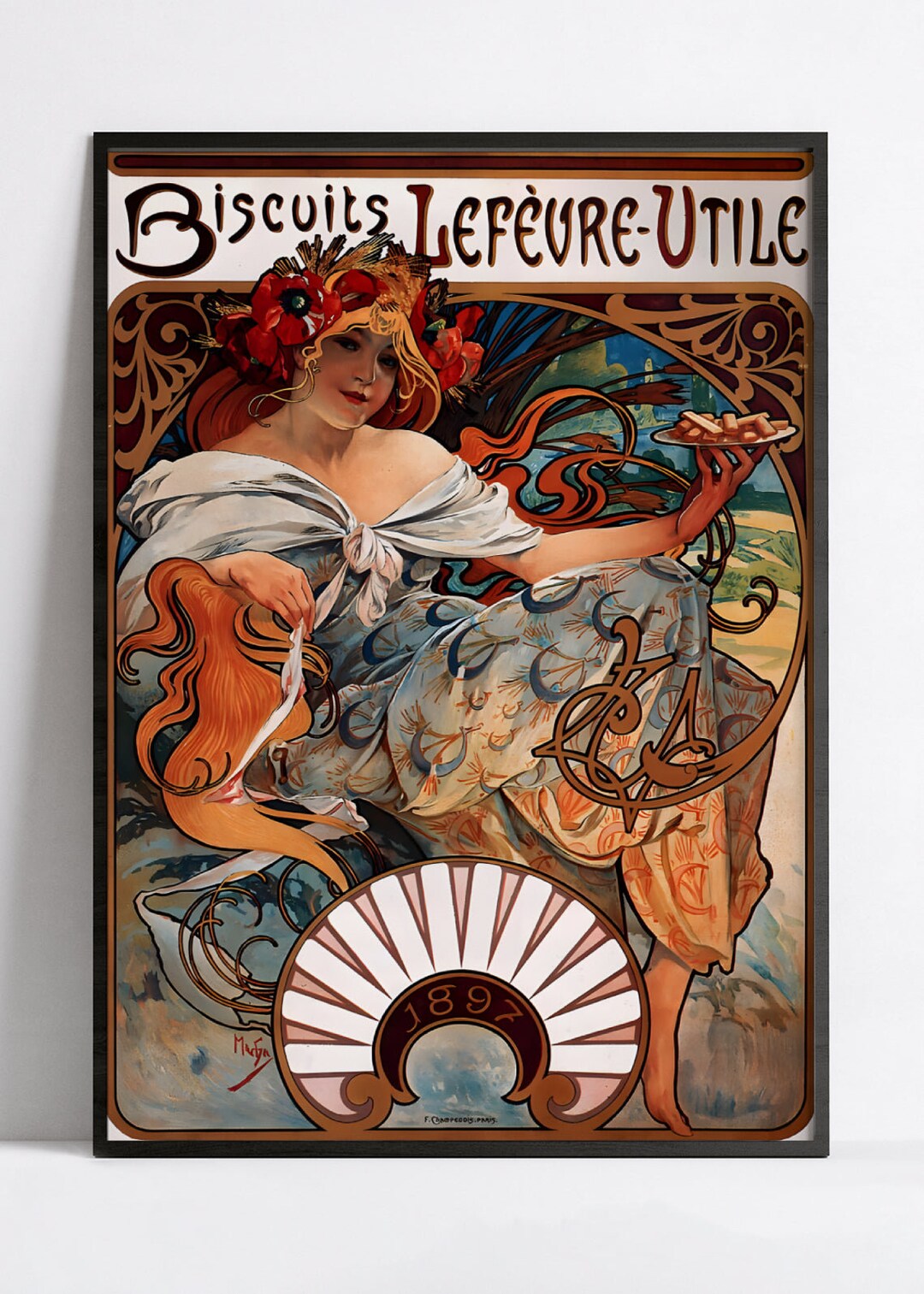 Poster Alphonse Mucha biscuits Lefèvre Utile - Etsy