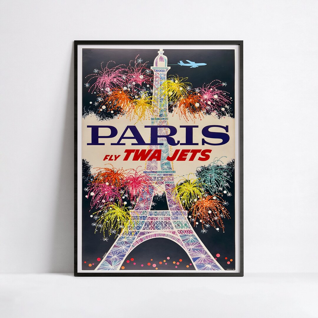 Vintage Travel Poster "paris - Eiffel Tower" - TWA - High Definition ...