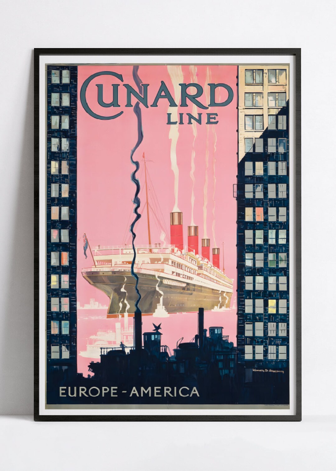 Vintage Boat Poster cunard Line Kenneth - Etsy