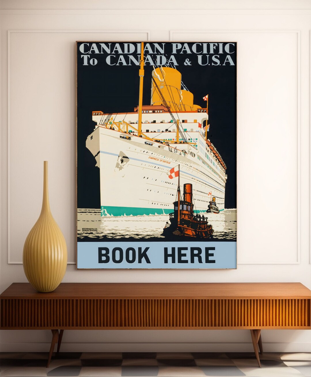 Vintage Boat Poster canadian Pacific Kenneth Shoesmith High Definition ...
