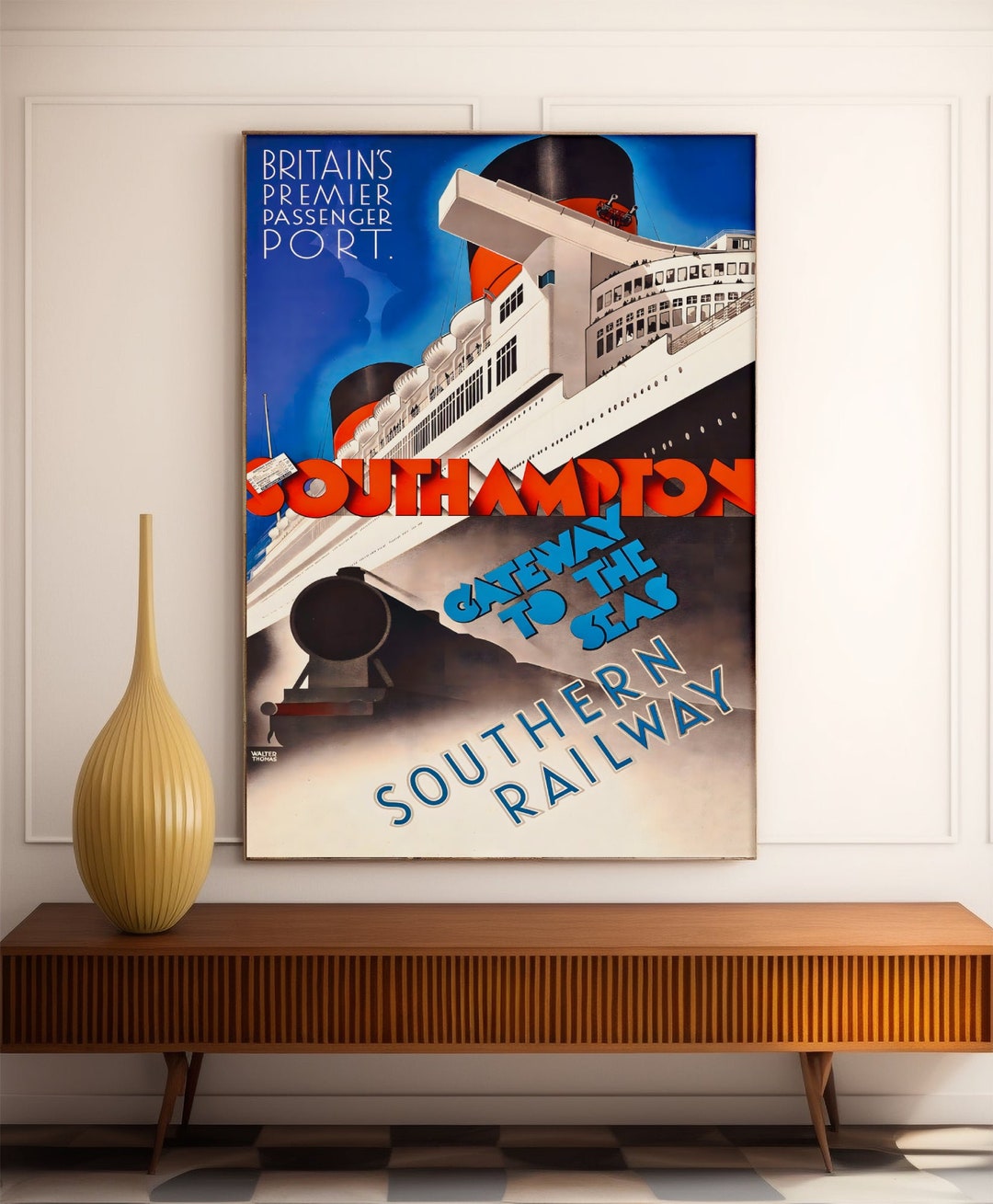 Vintage Boat Poster "southampton" - Walter Thomas - High Definition ...