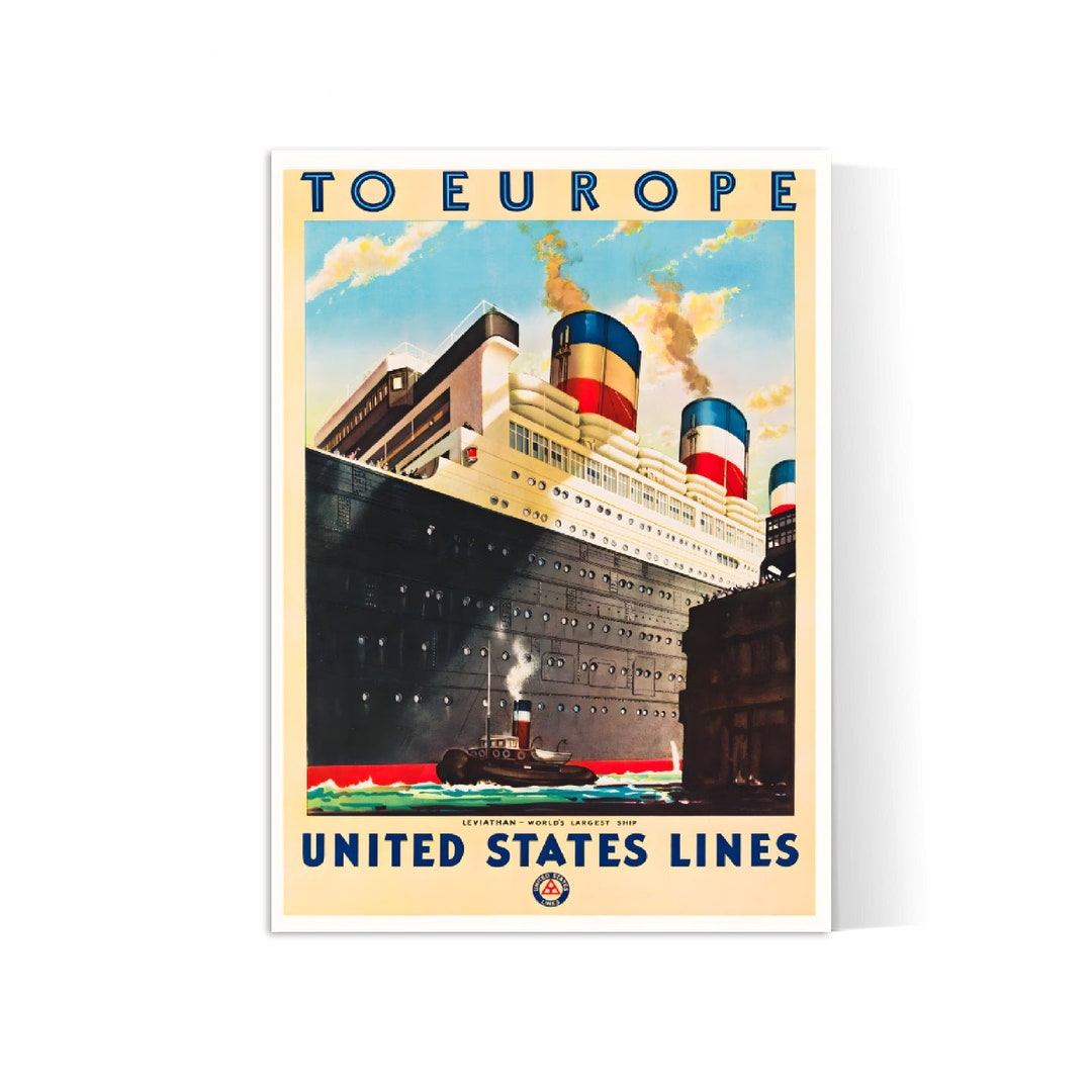 Vintage Boat Poster united States Lines HD - Etsy