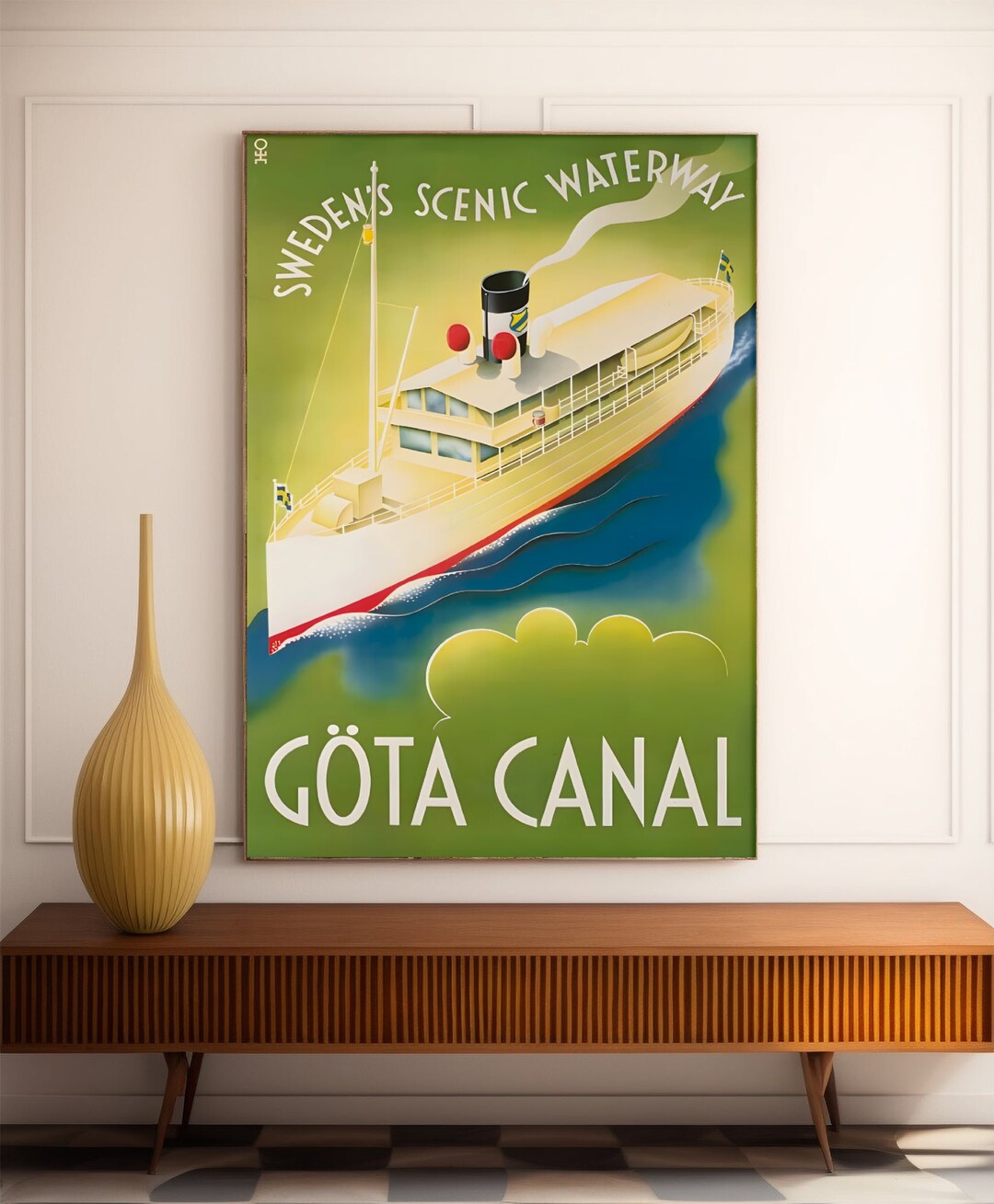 Vintage Boat Poster göta Canal HD - Etsy
