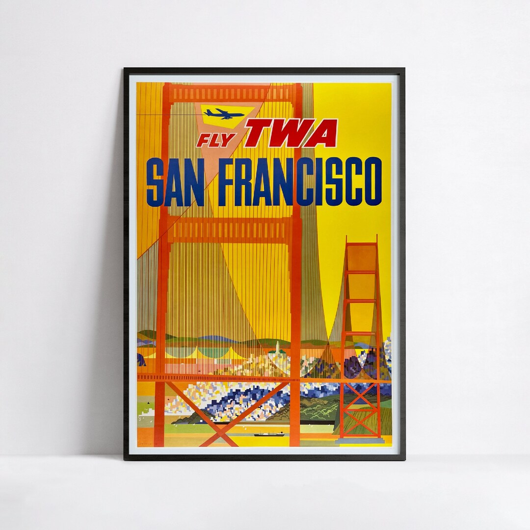 Vintage Travel Poster san Francisco TWA High Definition Matte Paper ...
