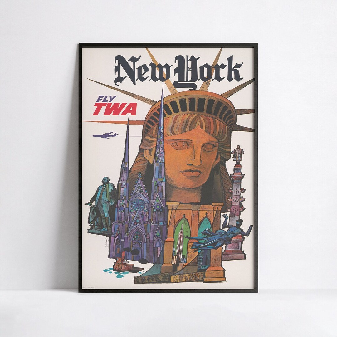 Vintage Wall Poster new York TWA High Definition Matte Paper 230gr/m - Etsy