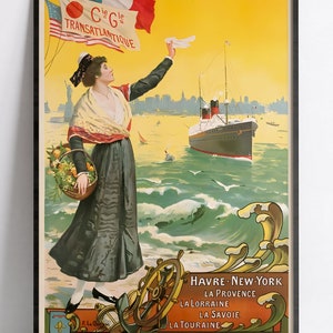 Vintage Boat Poster "transatlantic Company" - High Definition - Matte ...