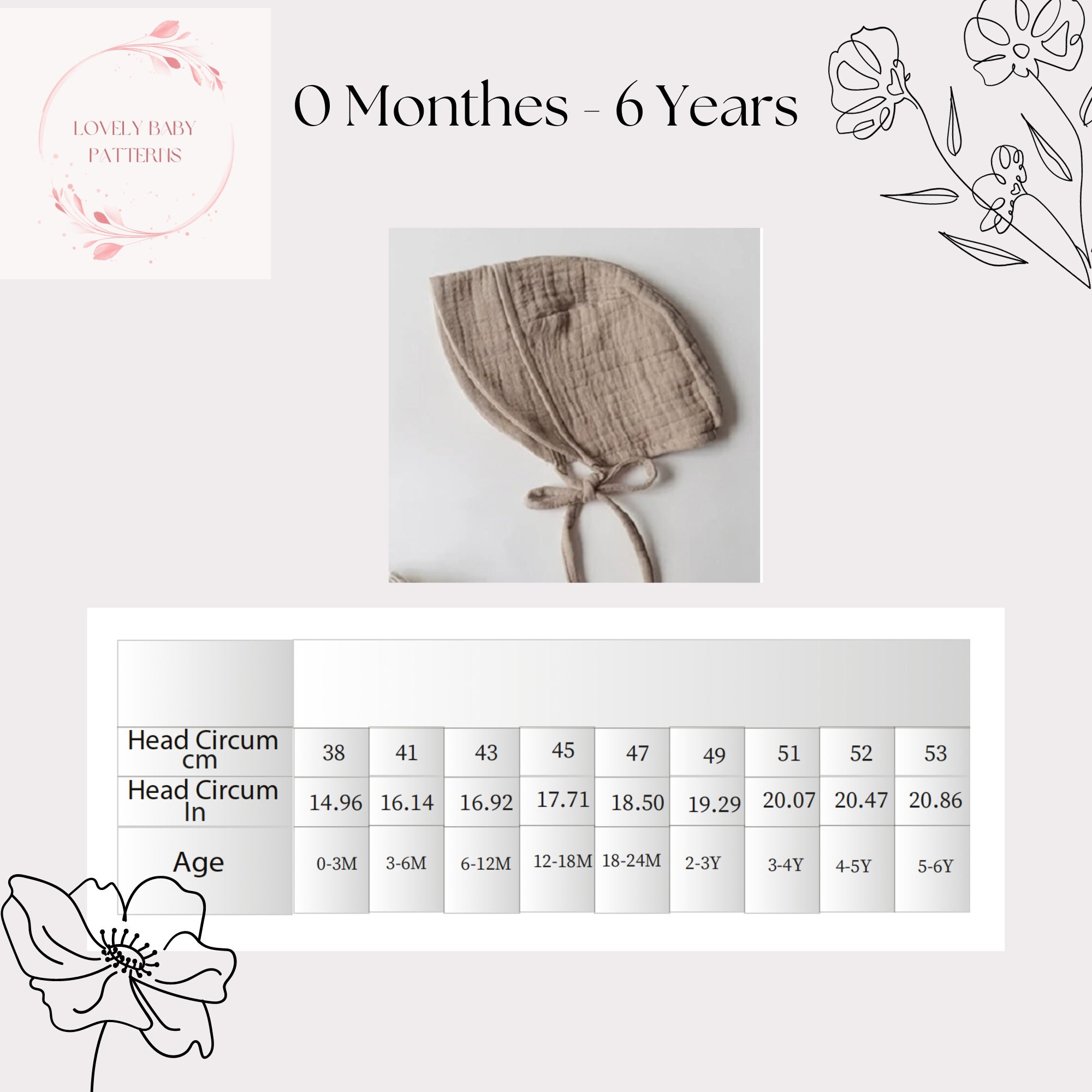 Baby Hat Sewing Pattern, PDF Digital Baby Sewing Pattern, Kids PDF ...