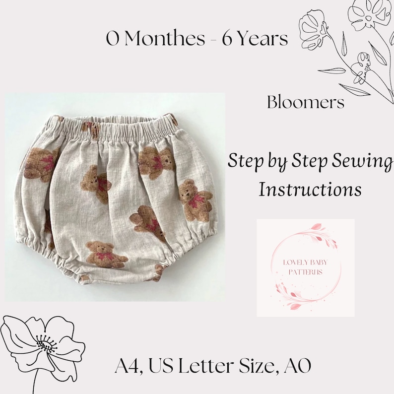 Baby Bloomers Sewing Pattern, PDF Digital Baby Sewing Pattern, Kids PDF ...