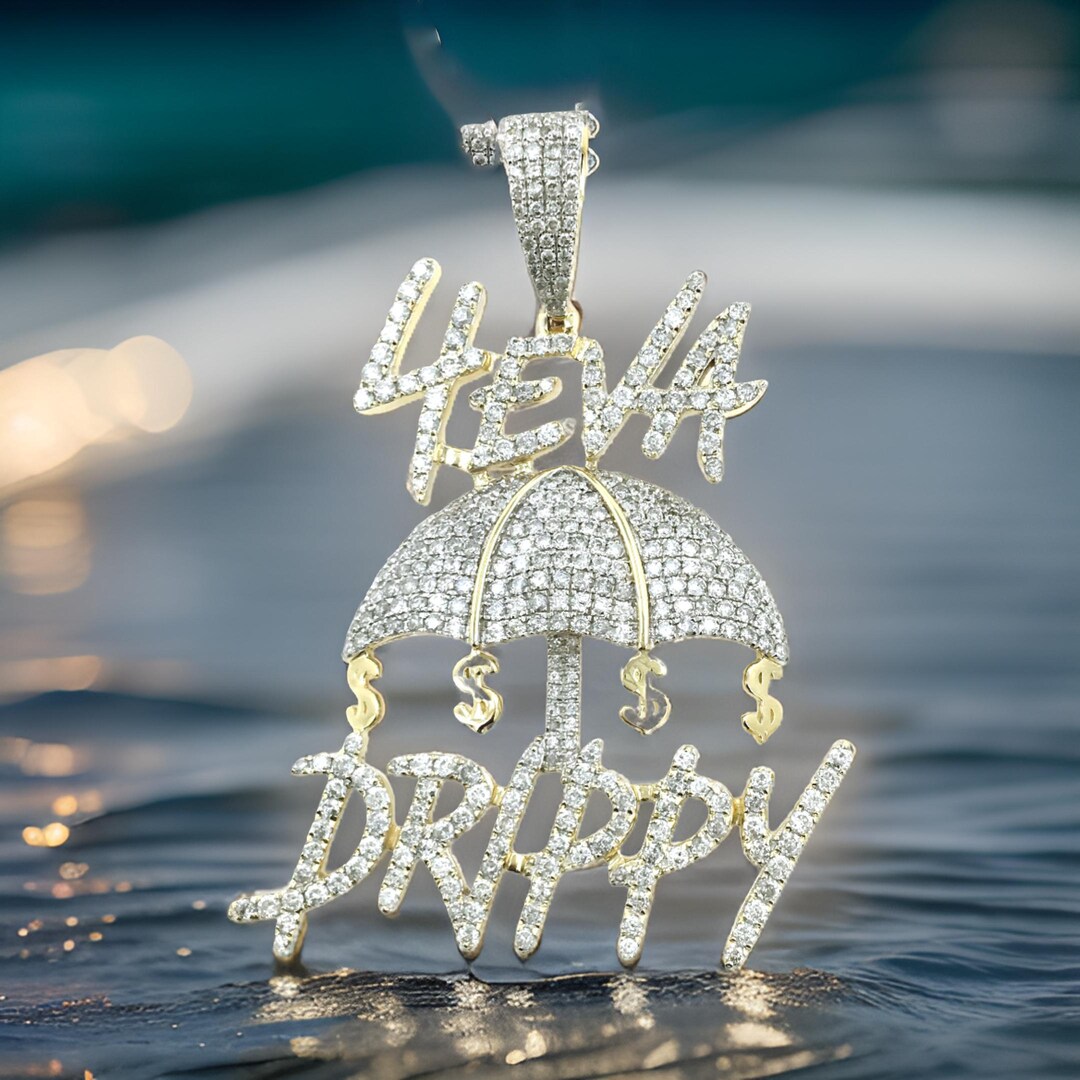 Drippy Iced Out Moissanite Diamond, Hip Hop Pendant, Charm Chain ...