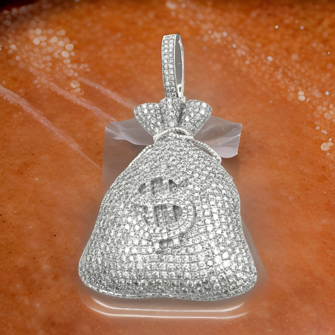 Moissanite Diamond Money Bag Pendant, Hip Hop Iced Out Charm, Men's ...