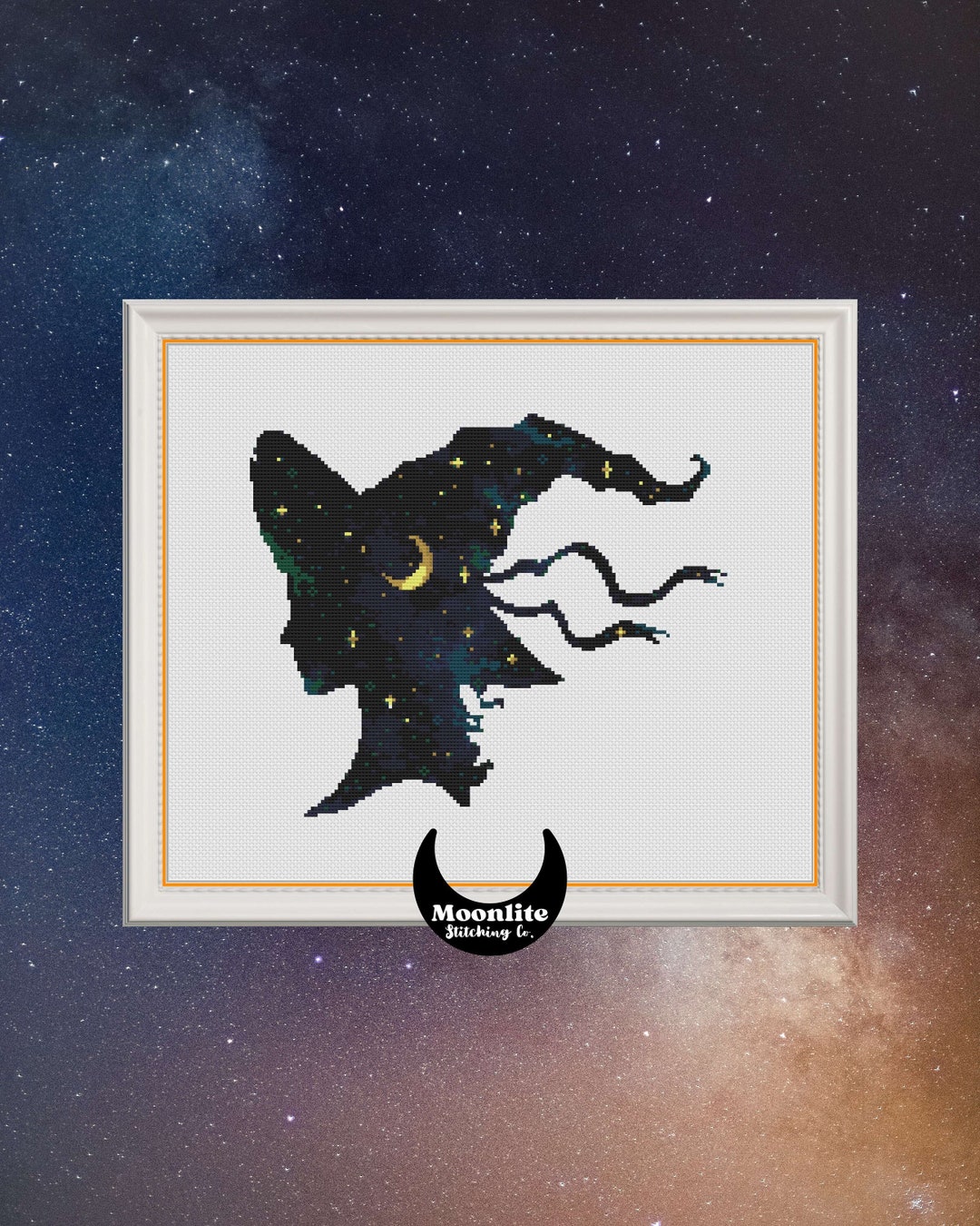 PDF Cross Stitch Pattern - Spooky Cute Halloween Witch's Silhouette ...