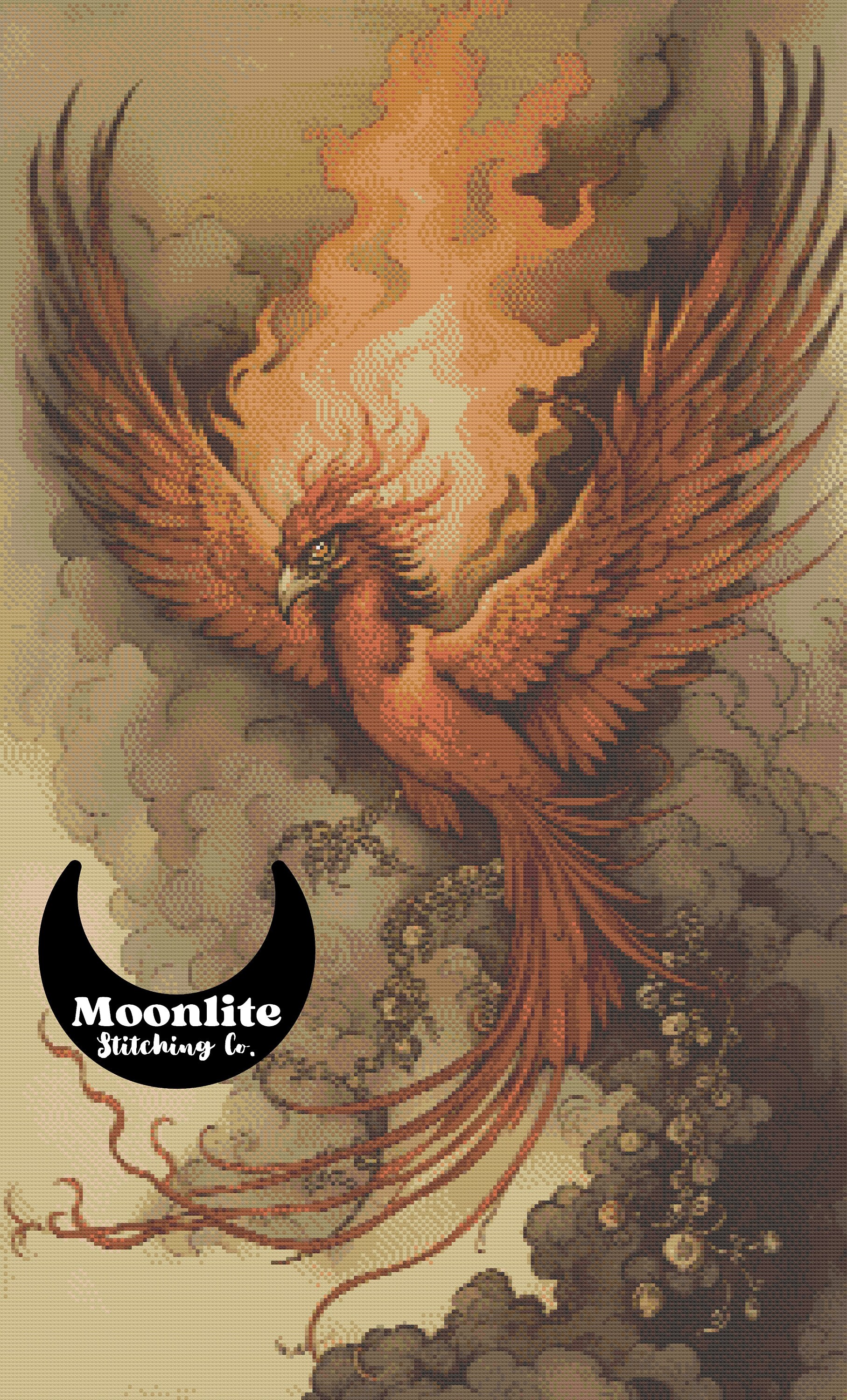 Digital PDF Cross Stitch Pattern, Rising From the Ashes Fantasy Phoenix ...