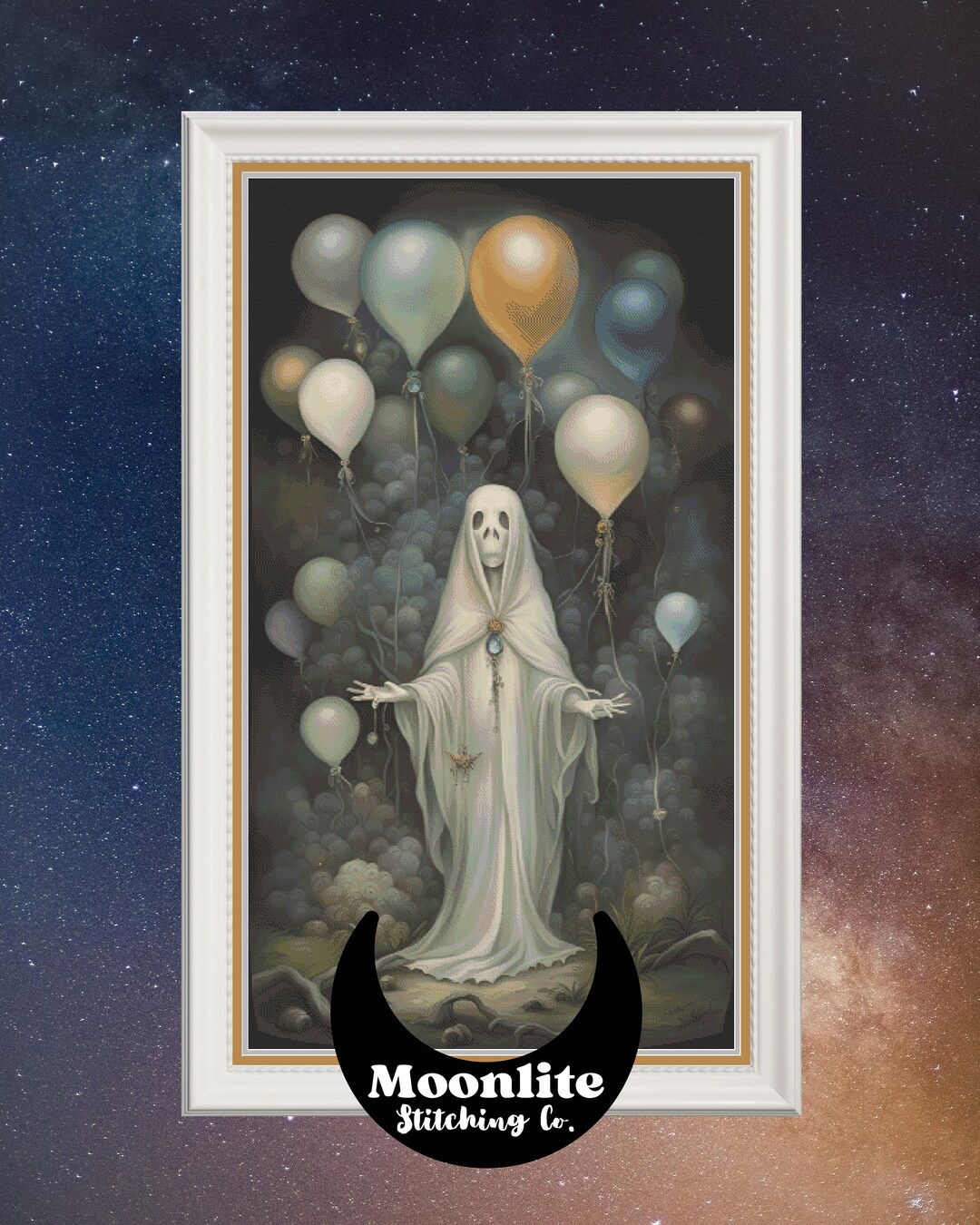 PDF Digital Cross Stitch Pattern, Macabre Ghost Birthday Party With ...