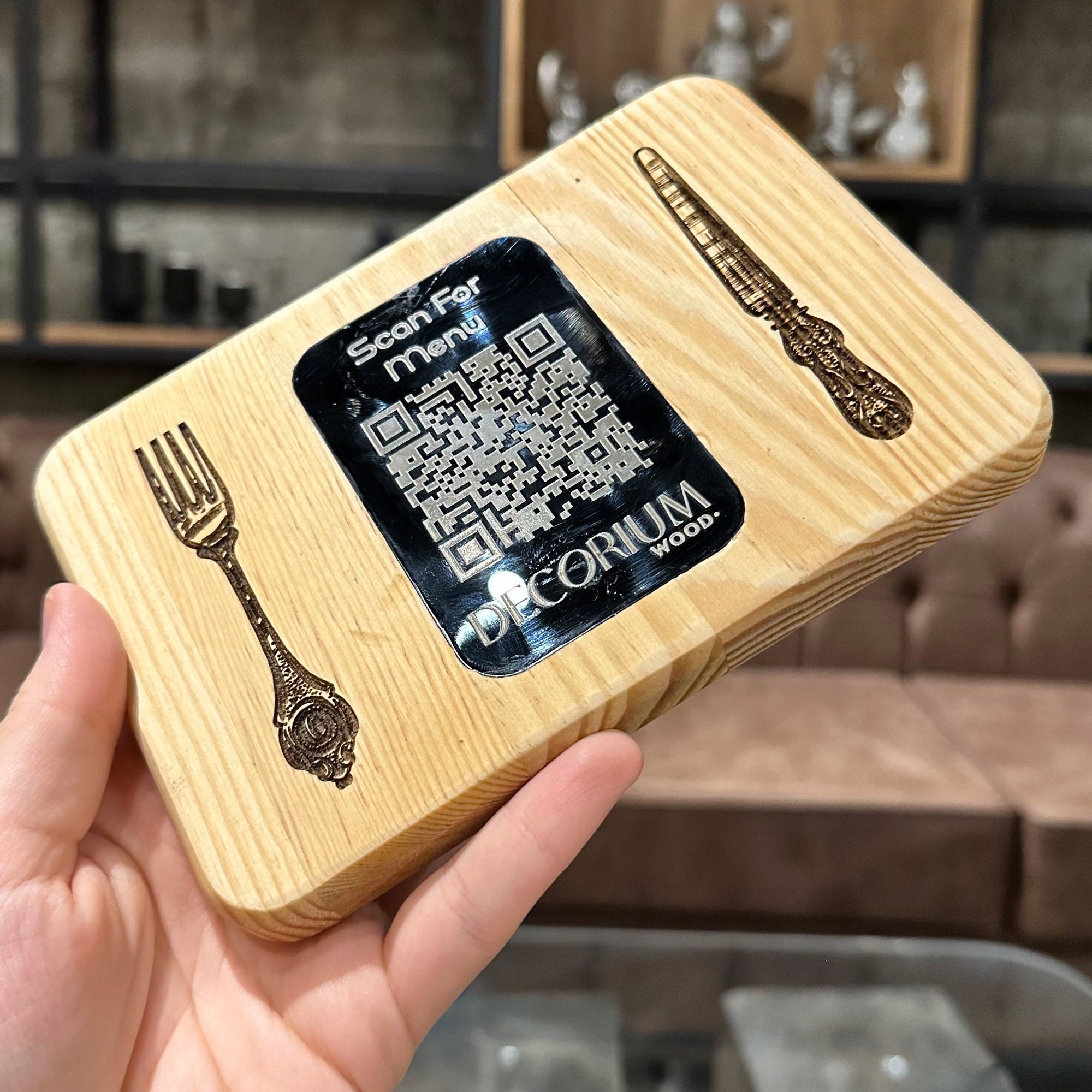 QR Menu Wooden QR Code Menu Sign Handmade Wooden Table Menu - Etsy