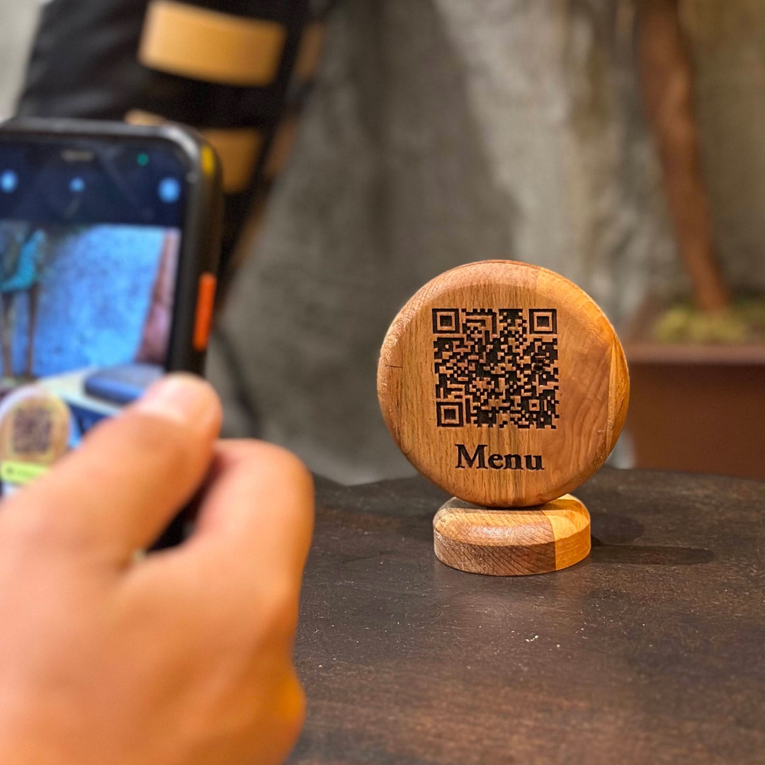 QR Code Menu Wooden Table Menu Digital Menus for Restaurant - Etsy